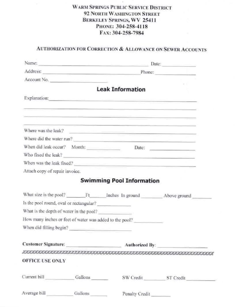 Leak adjustment for WSPSD customers – WSPSD